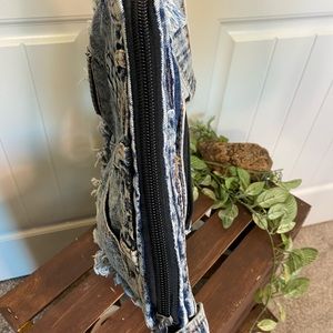 Unknown | Bags | Cool Distressed Acid Washed Frayed Denim Purse | Poshmark